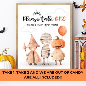 Please Take One Sign Halloween Printable, Out of Candy Sign, Trick or ...