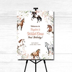 Horse Birthday Welcome Sign Template, Girl Saddle up Party Decor ...