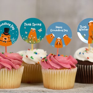 Groundhog Day Cupcake Toppers / Party Printable / Punxsutawney Phil ...