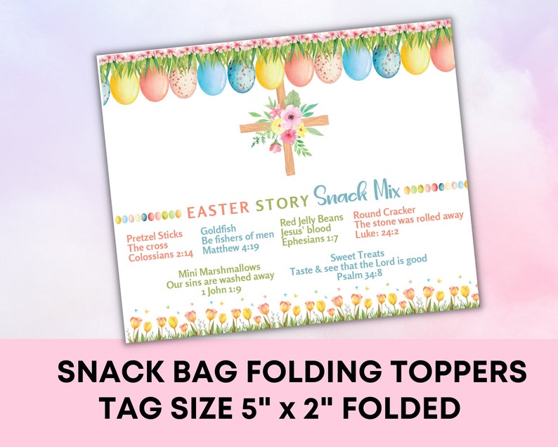 The Easter Story Snack Mix Printable Tag and Bag Topper, Easter Basket ...