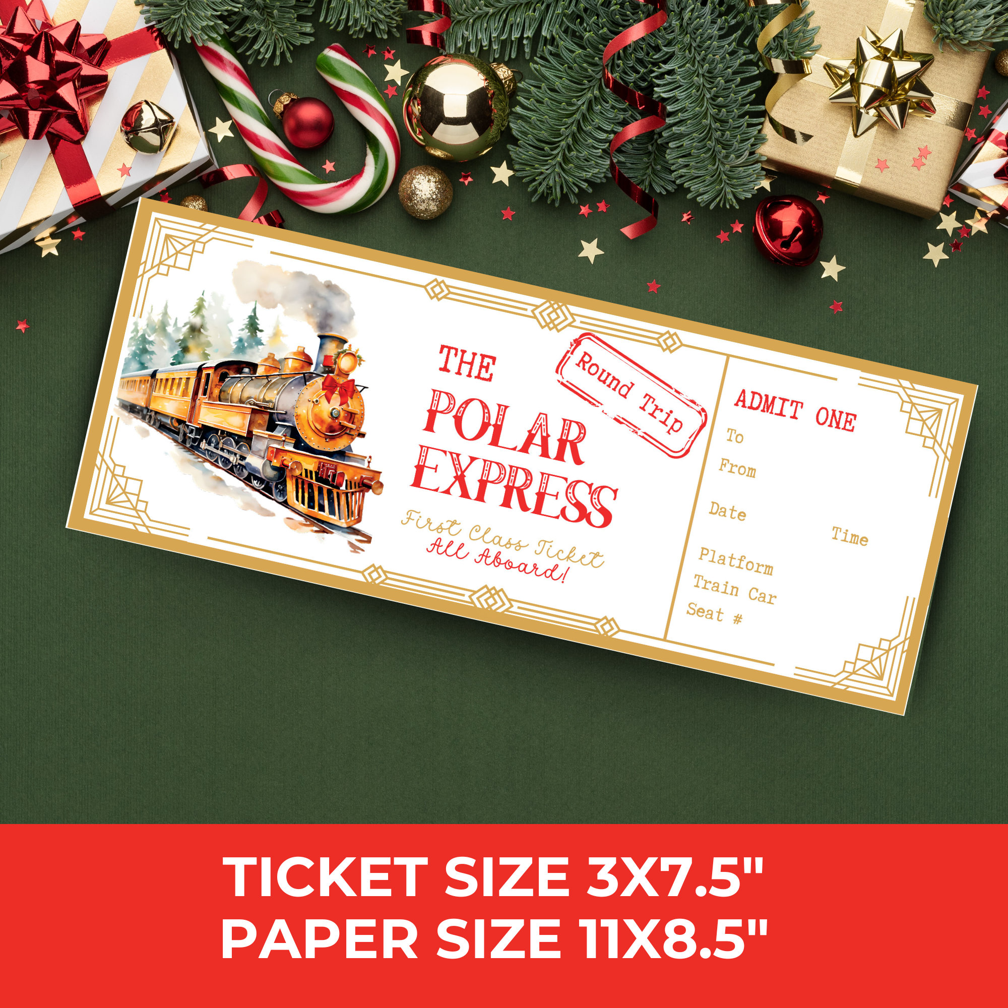 Polar Express Ticket Template, Personalized Surprise Gift Certificate ...