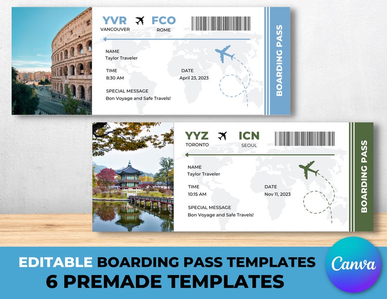 Editable Boarding Pass Template Printable Airline Ticket - Etsy