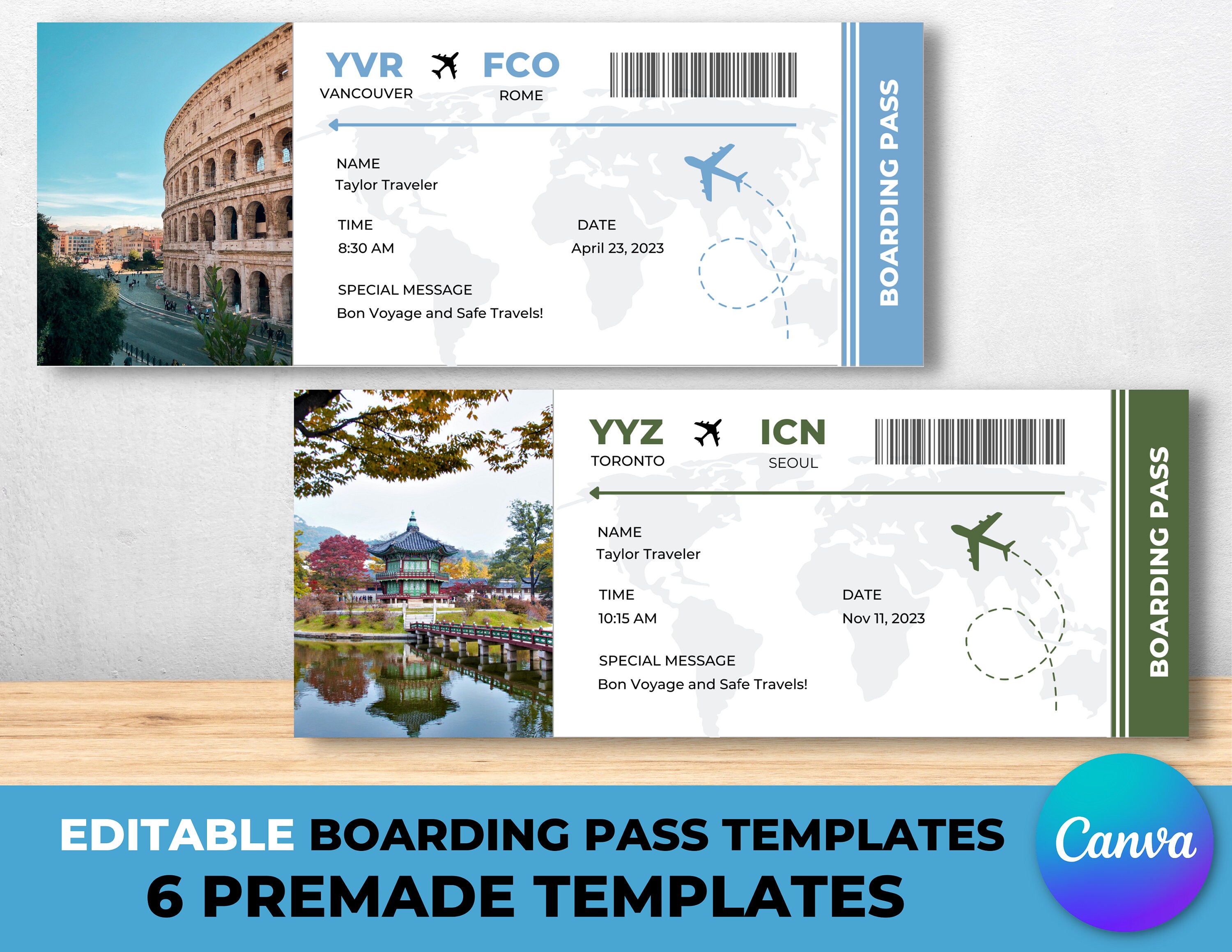 Editable Boarding Pass Template, Printable Airline Ticket, Editable ...