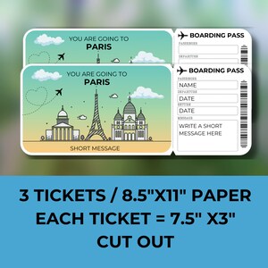 EDITABLE Paris France Surprise Gift Ticket, Editable Canva Boarding ...