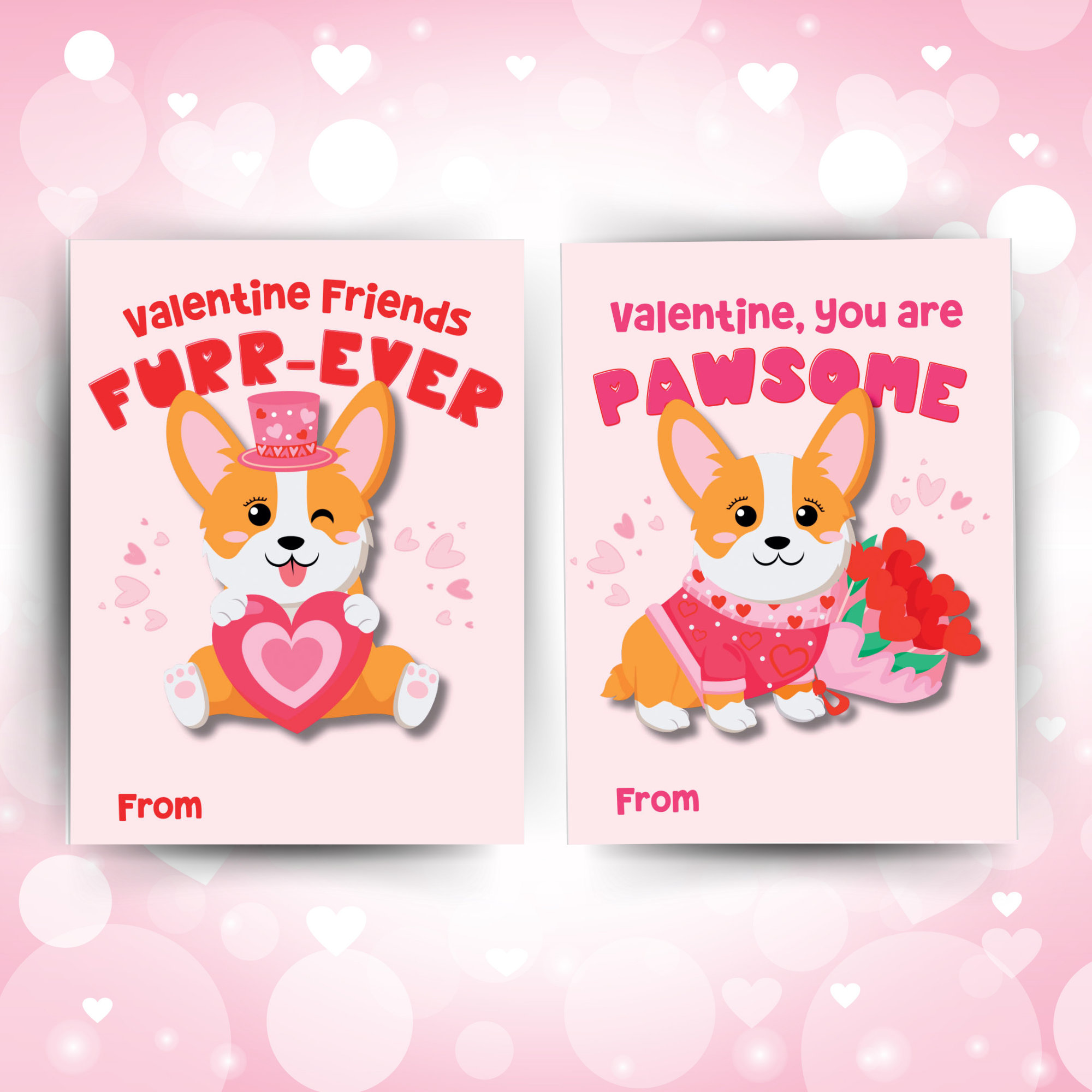 EDITABLE Corgi Dog Valentine Card, Printable You Are Pawsome, DIY ...