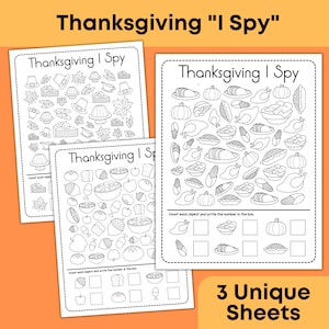 BUNDLE Thanksgiving I Spy Coloring Page, Kids Coloring, Thanksgiving ...