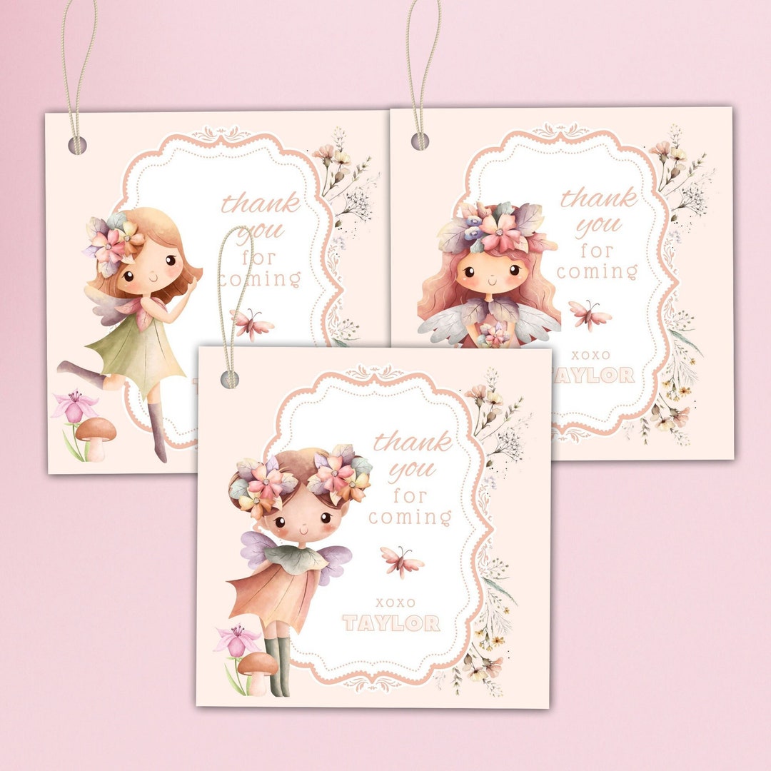 EDITABLE Fairy Birthday Party Favors Tag, Enchanted Fairy Thank You ...