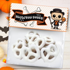 Editable Skeleton Halloween Treat Bag Toppers, Bag of Bones Bag Topper ...