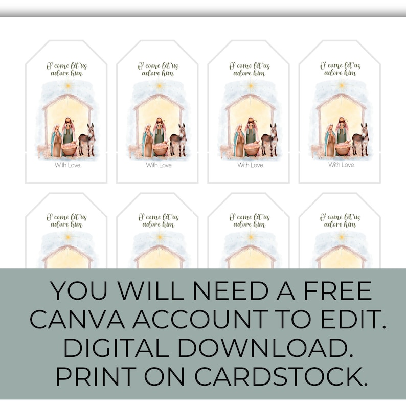 Watercolor Nativity Gift Tag, Christmas Printable Template, Christmas ...
