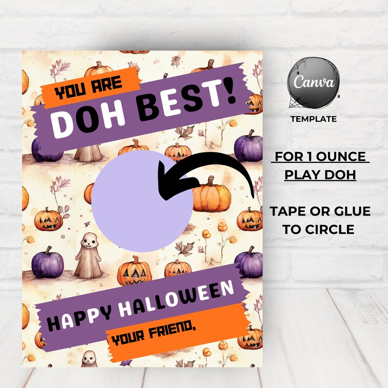 Halloween Play Doh Card Template Printable Doh Best Halloween - Etsy