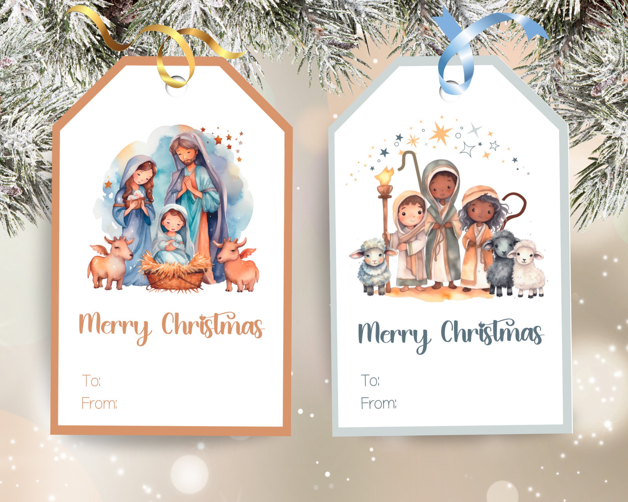 Kids Nativity Gift Tag, Christmas Printable Tags, Christmas Favor Tags ...