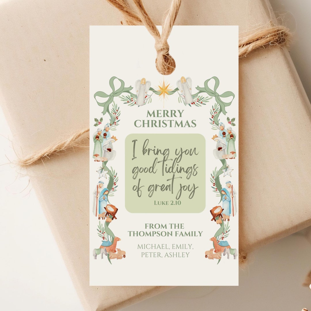 Nativity Christmas Gift Tags, Scripture Gift Tag, Bible Verse Tag Holy ...