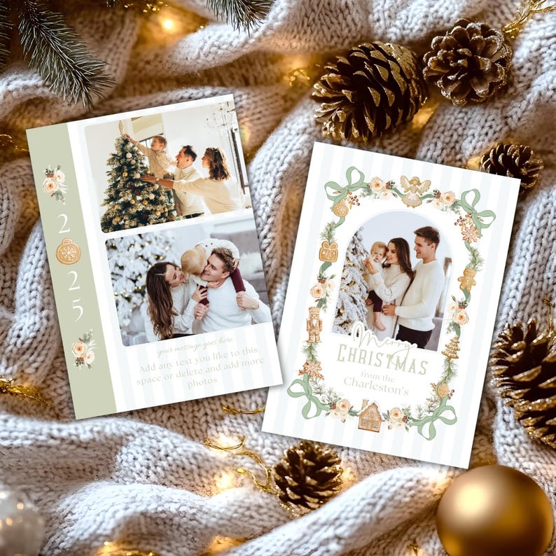 Gingerbread Christmas Photo Card Template, Merry Christmas Gingerbread ...