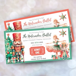 Editable Nutcracker Ticket , Personalized Nutcracker Ballet Surprise ...