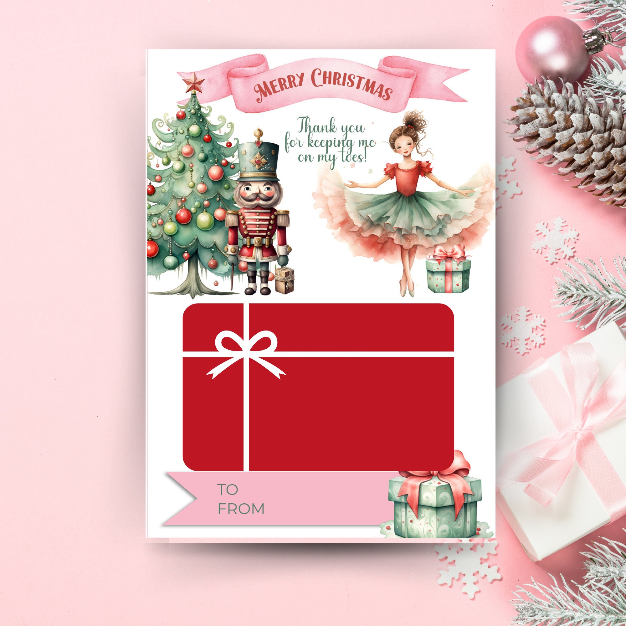 Editable Dance Card Holder, Teacher Gift, Christmas Gift Card, Dance ...