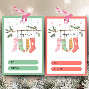 EDITABLE Joyeux Noel Merry Christmas Gift Tags, Printable Joyeux Noel ...