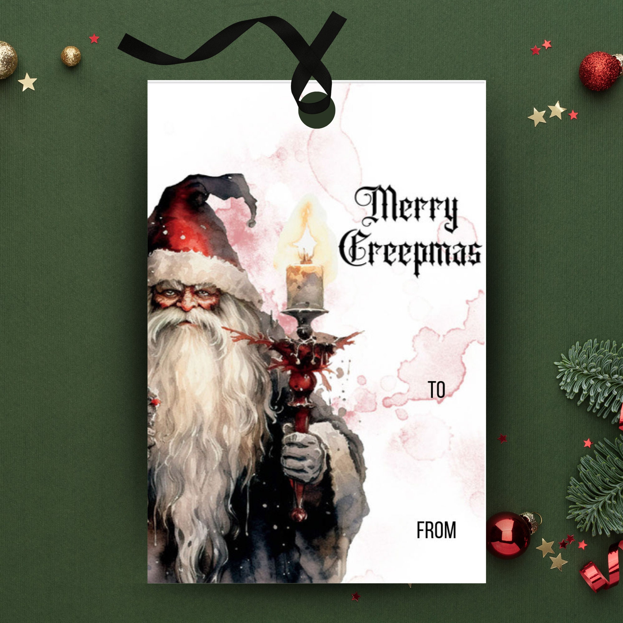 Gothic Spooky Christmas Hang Tags, Editable Creepmas Favor Tags, Spooky ...