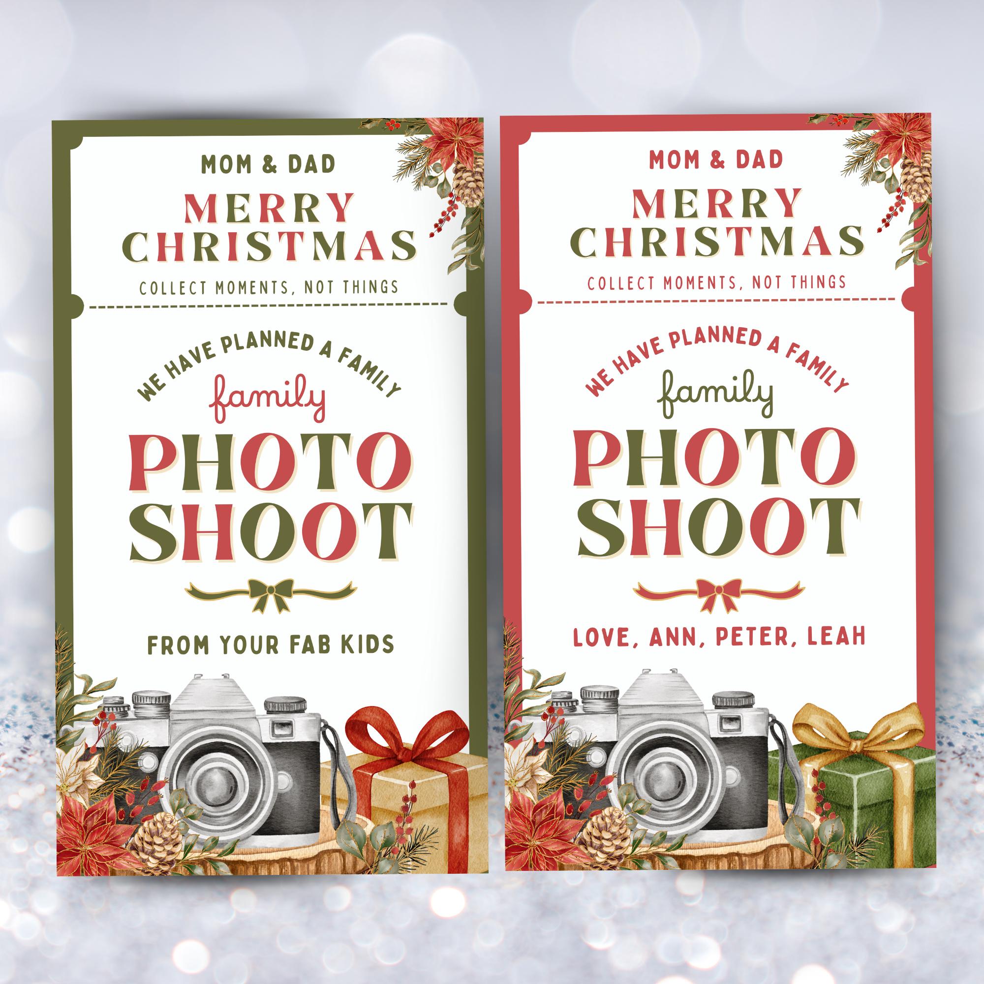 Photo Session Gift Template, Christmas Photo Shoot Gift, Christmas ...