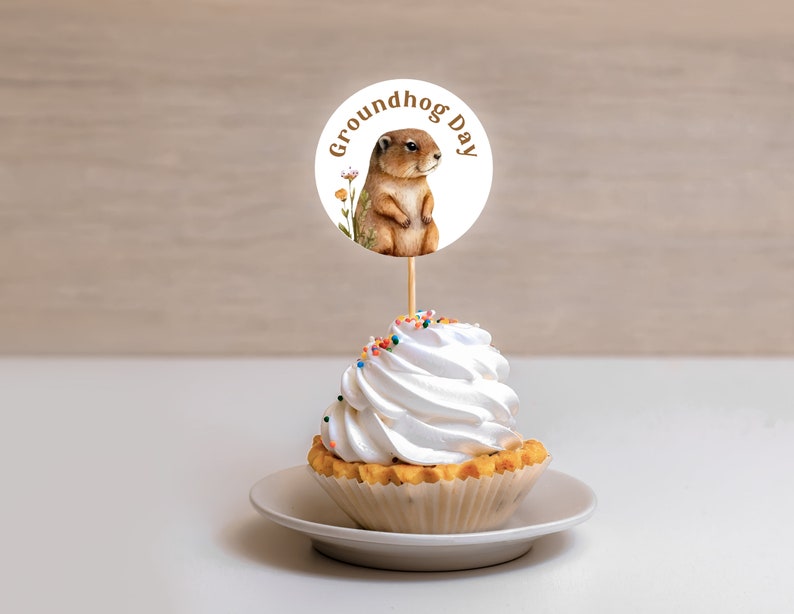 Groundhog Day Cupcake Toppers / Party Printable / Punxsutawney Phil ...