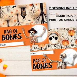 Editable Skeleton Halloween Treat Bag Toppers, Bag of Bones Bag Topper ...