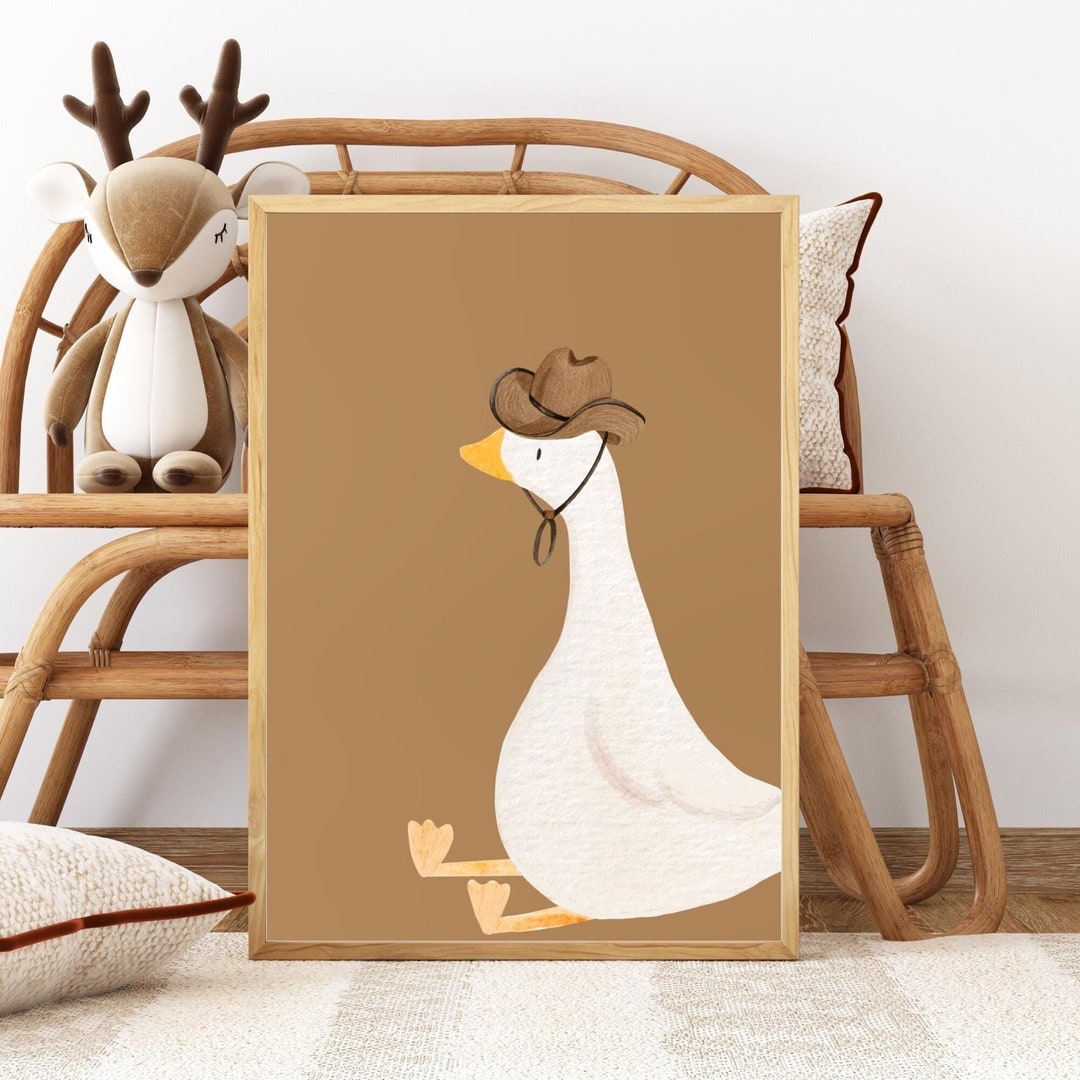 Silly Cowboy Goose Print, Cowboy Duck Print Set, Silly Goose Nursery ...