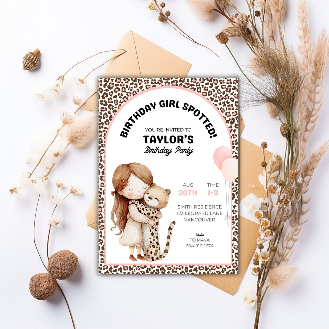 EDITABLE Leopard Birthday Invitation, Wild One Cheetah Birthday Party ...