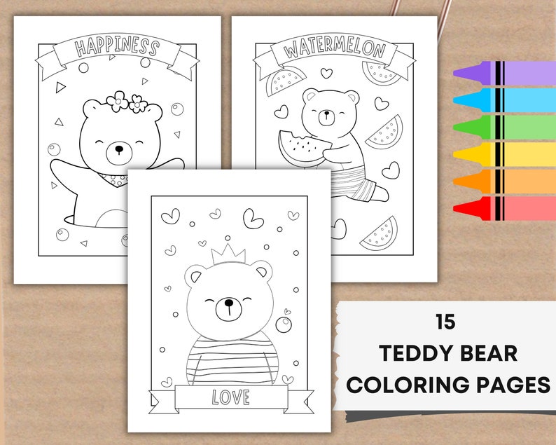 Teddy Bear Coloring Sheets / Printable PDF / Bear Coloring Page ...