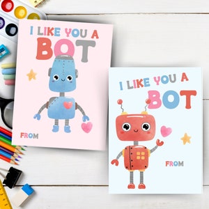 EDITABLE Robot Valentine Card, Instant Download Printable Valentine ...
