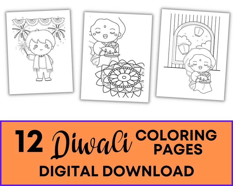 Diwali Coloring Sheets / Instant Download / Happy Diwali / Diwali ...