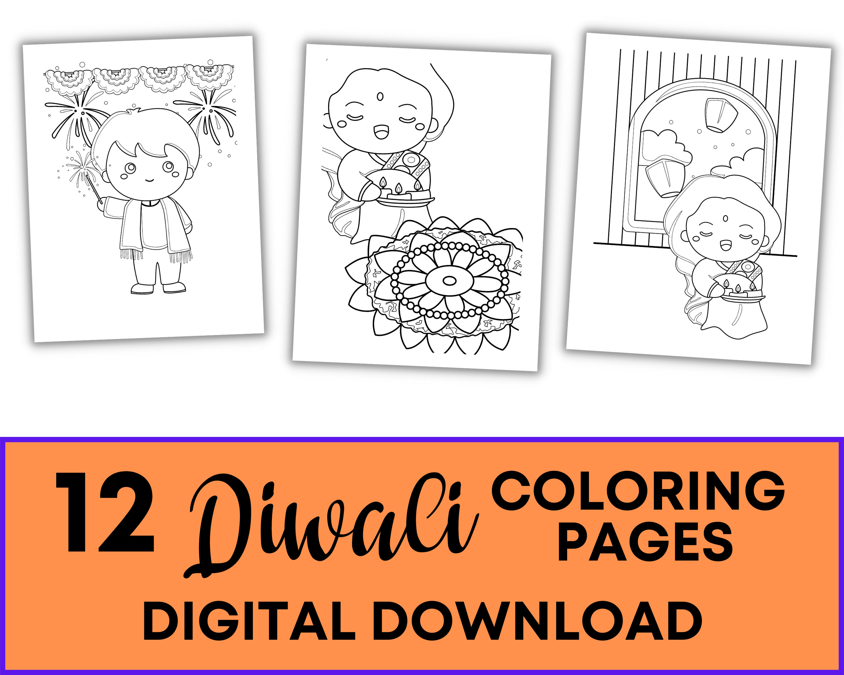 Diwali Coloring Sheets / Instant Download / Happy Diwali / Diwali ...