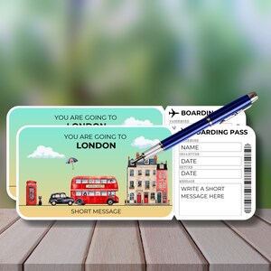 EDITABLE London England Surprise Gift Ticket, Editable Plane Ticket ...