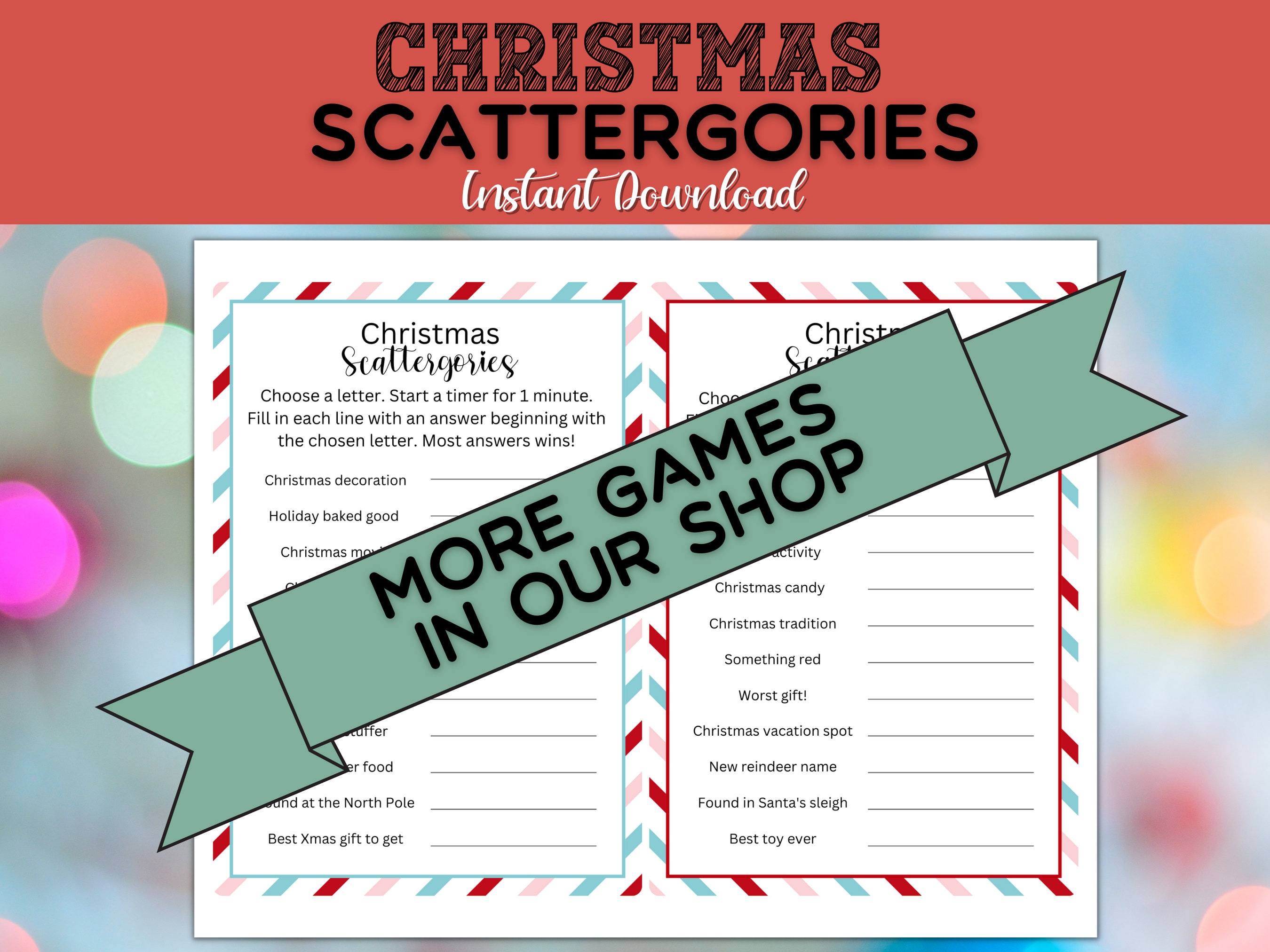 Printable Christmas Charades Game / Holiday Charades / Christmas Party ...
