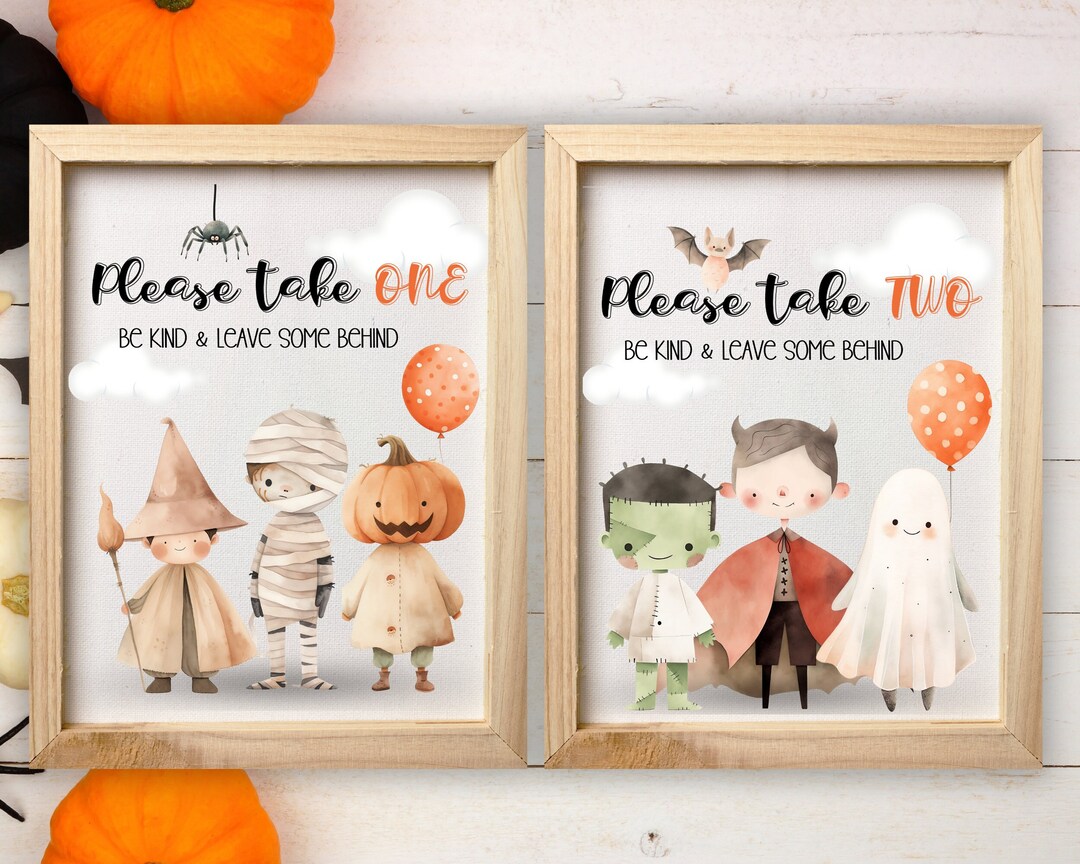 Halloween Candy Sign SET OF TWO, Please Take One, Please Take Two ...