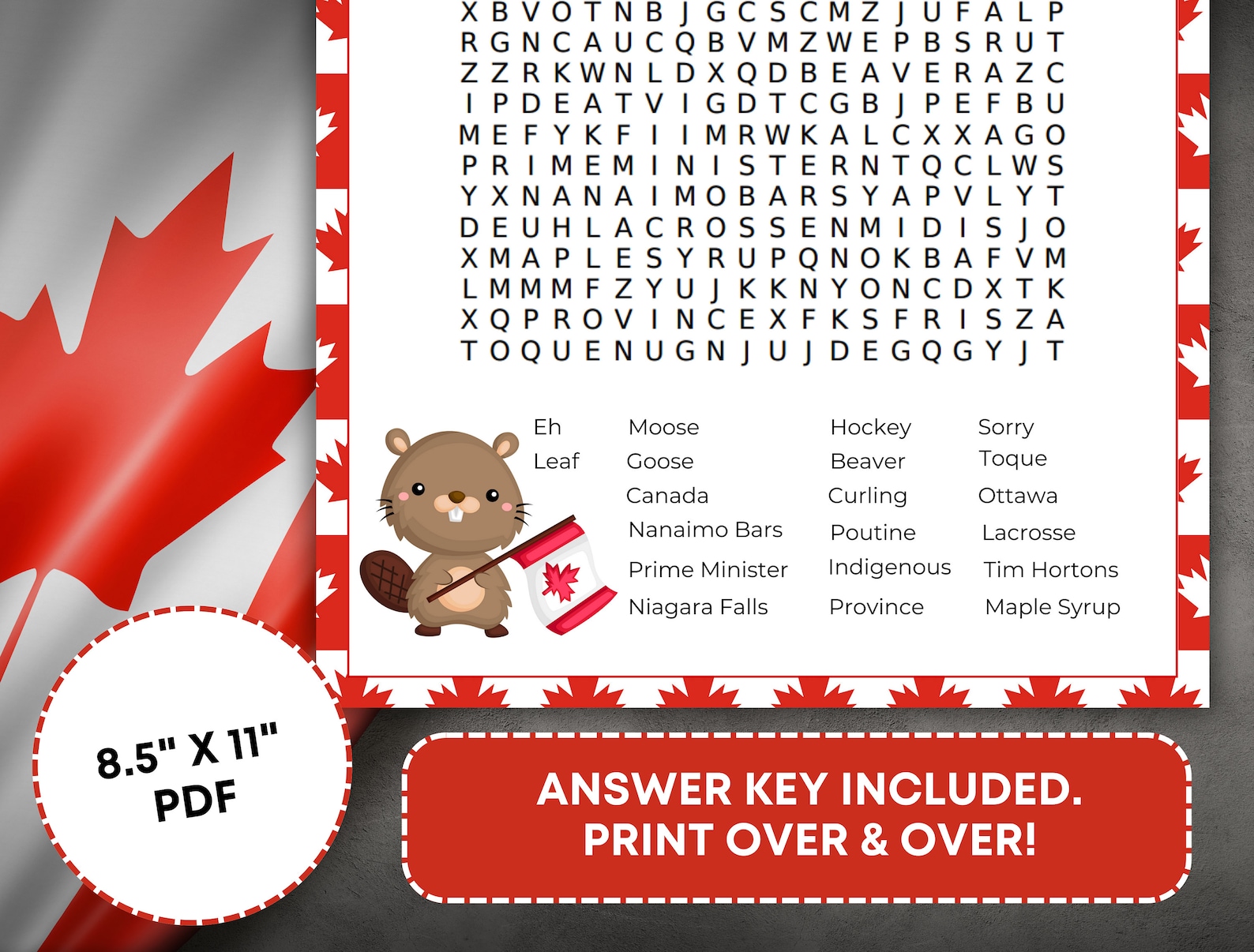 Canada Day Word Search, Kids Printable Game, Word Search Printable ...