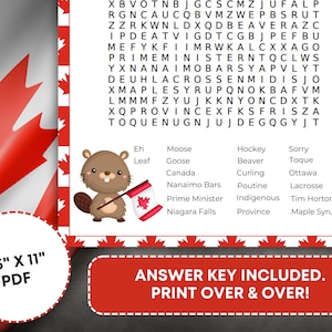 Canada Day Word Search, Kids Printable Game, Word Search Printable ...