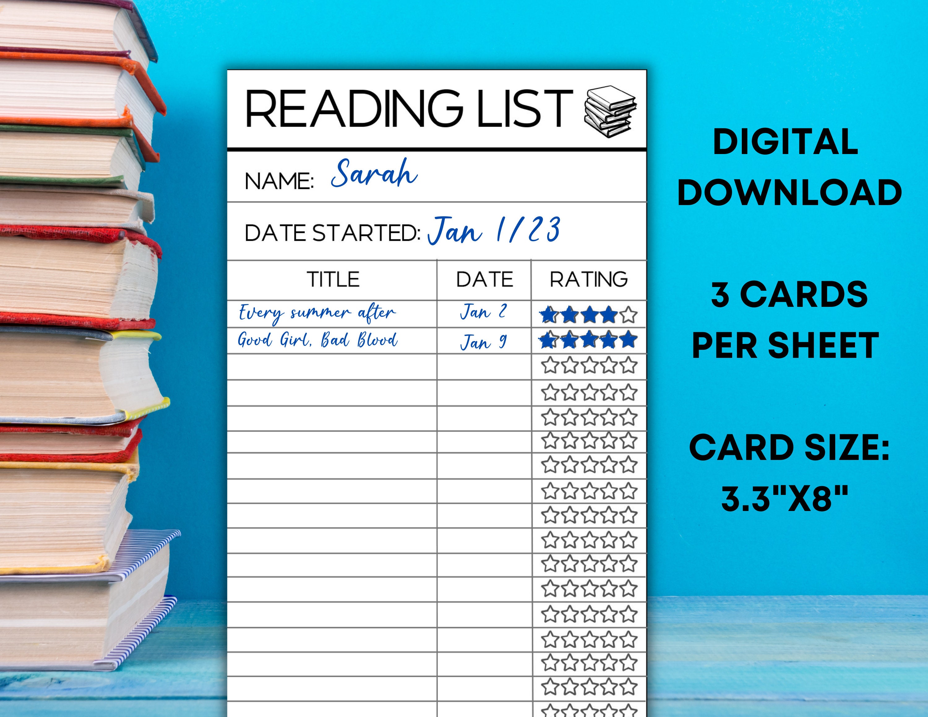 PRINTABLE Reading List Book Marker Reading List Page Finder - Etsy