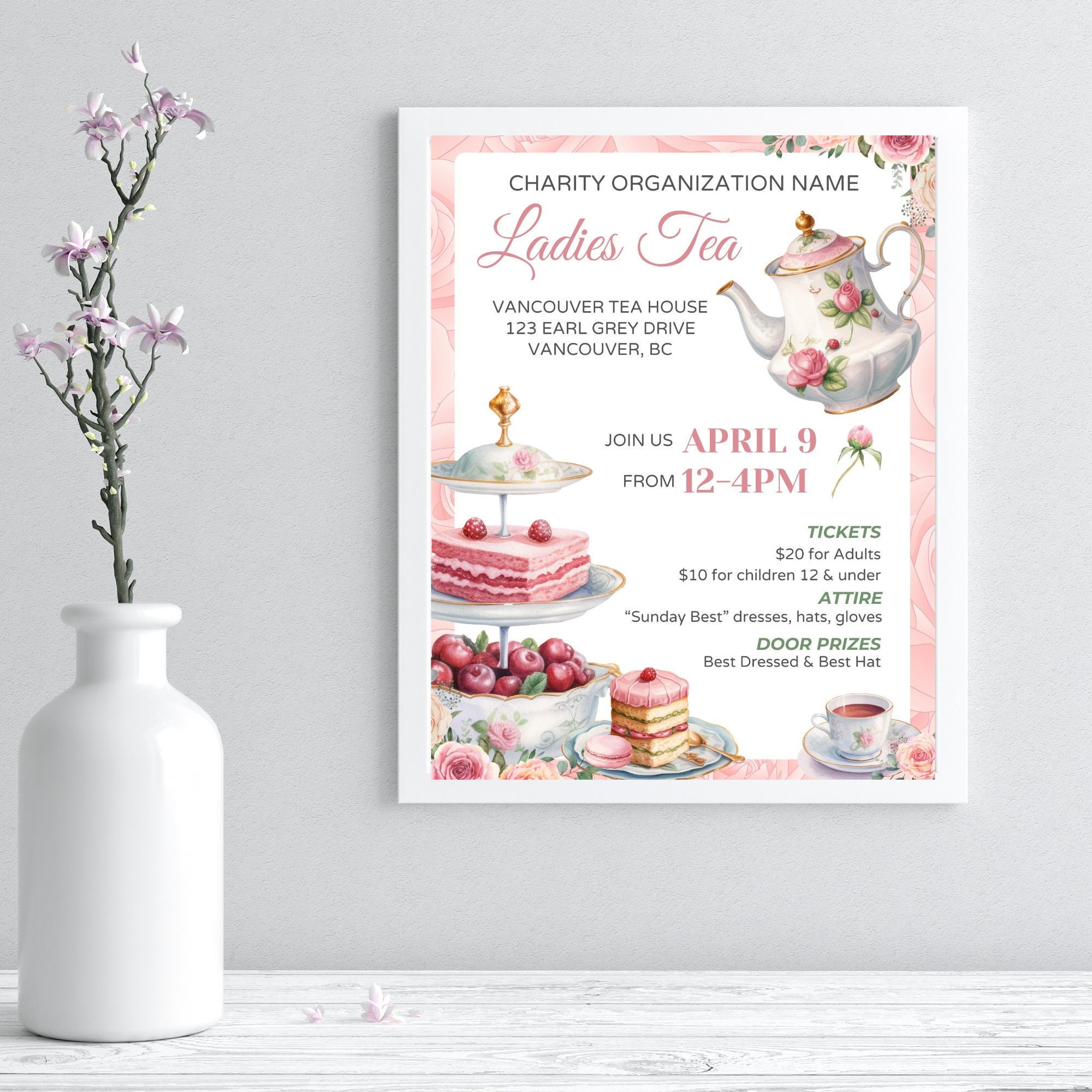 EDITABLE Tea Party Event Ticket, High Tea Party Template, Tea Party ...
