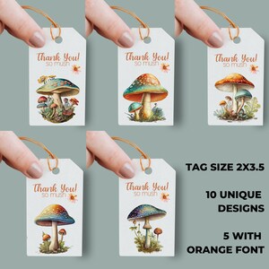 Mushroom Gift Tags, Watercolor Mushroom, Printable Thank You Tags ...