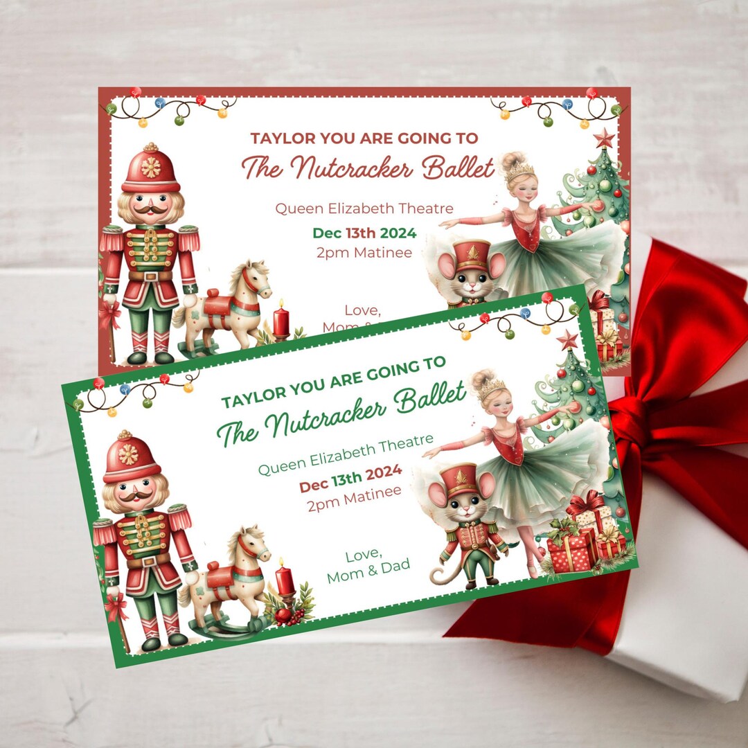 Editable Nutcracker Ticket , Personalized Nutcracker Ballet Surprise ...