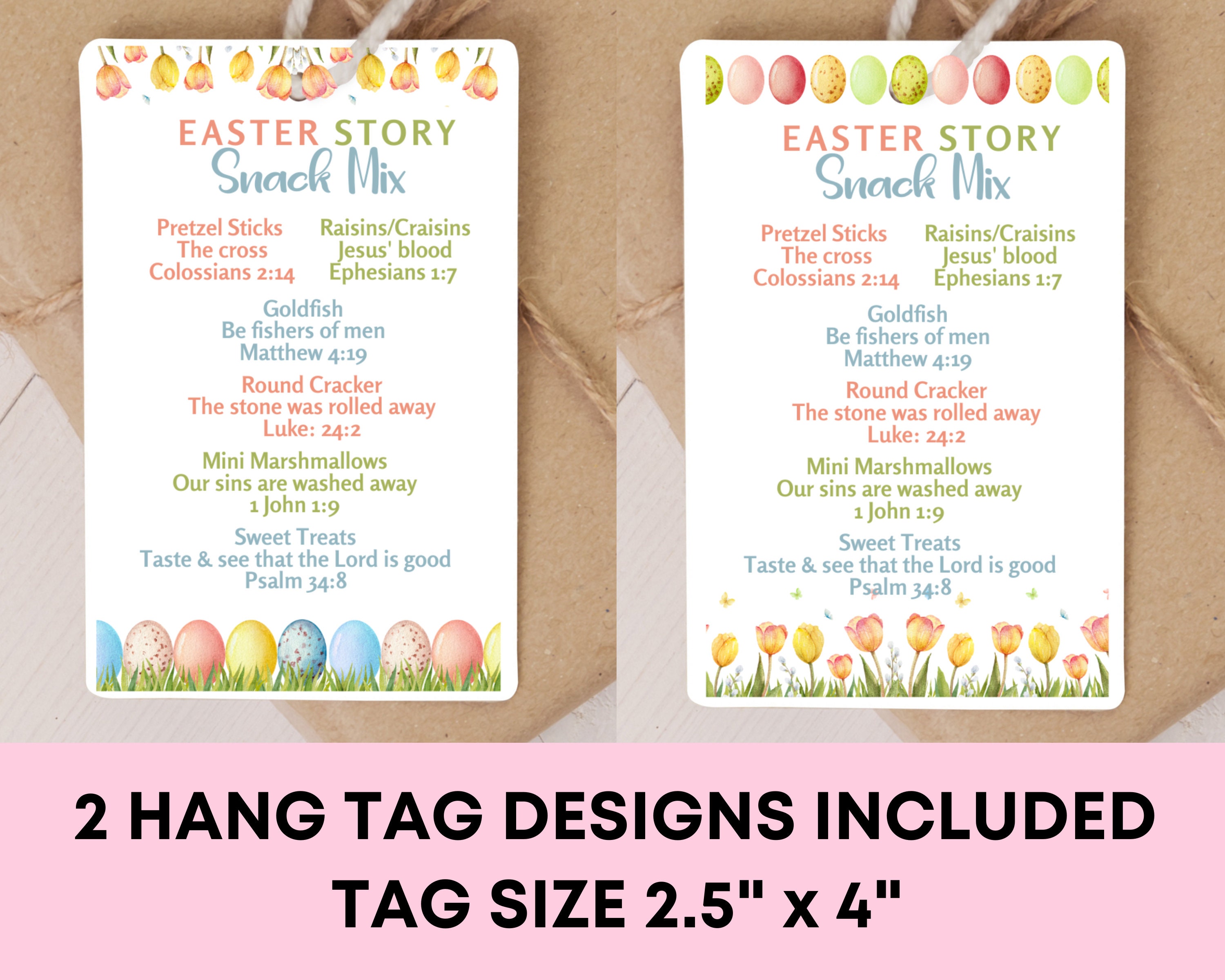 The Easter Story Snack Mix Printable Tag and Bag Topper, Easter Basket ...