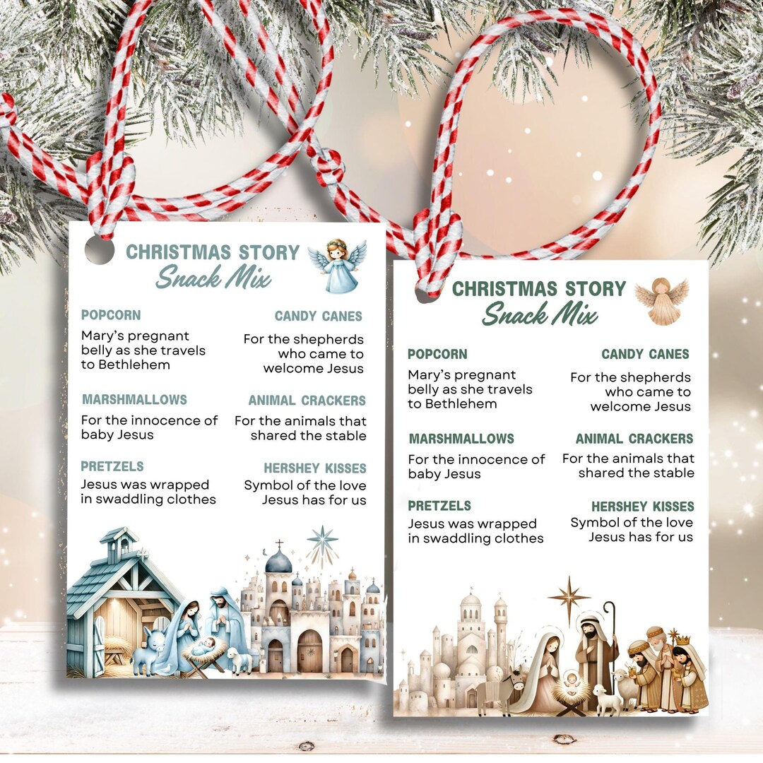 Story of Christmas Snack Mix, Nativity Legend Tags, Christmas Recipe ...