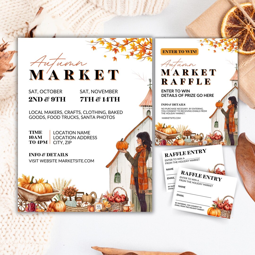 Editable Autumn Market Sign, Fall Market Flyer Printable, Community ...