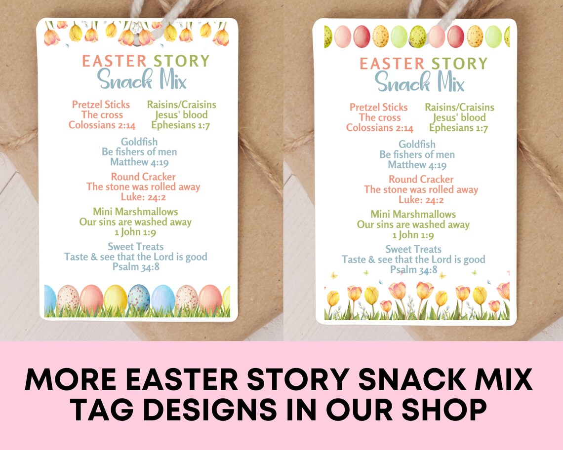 Religious Easter Story Snack Mix Printable Gift Tags Easter - Etsy