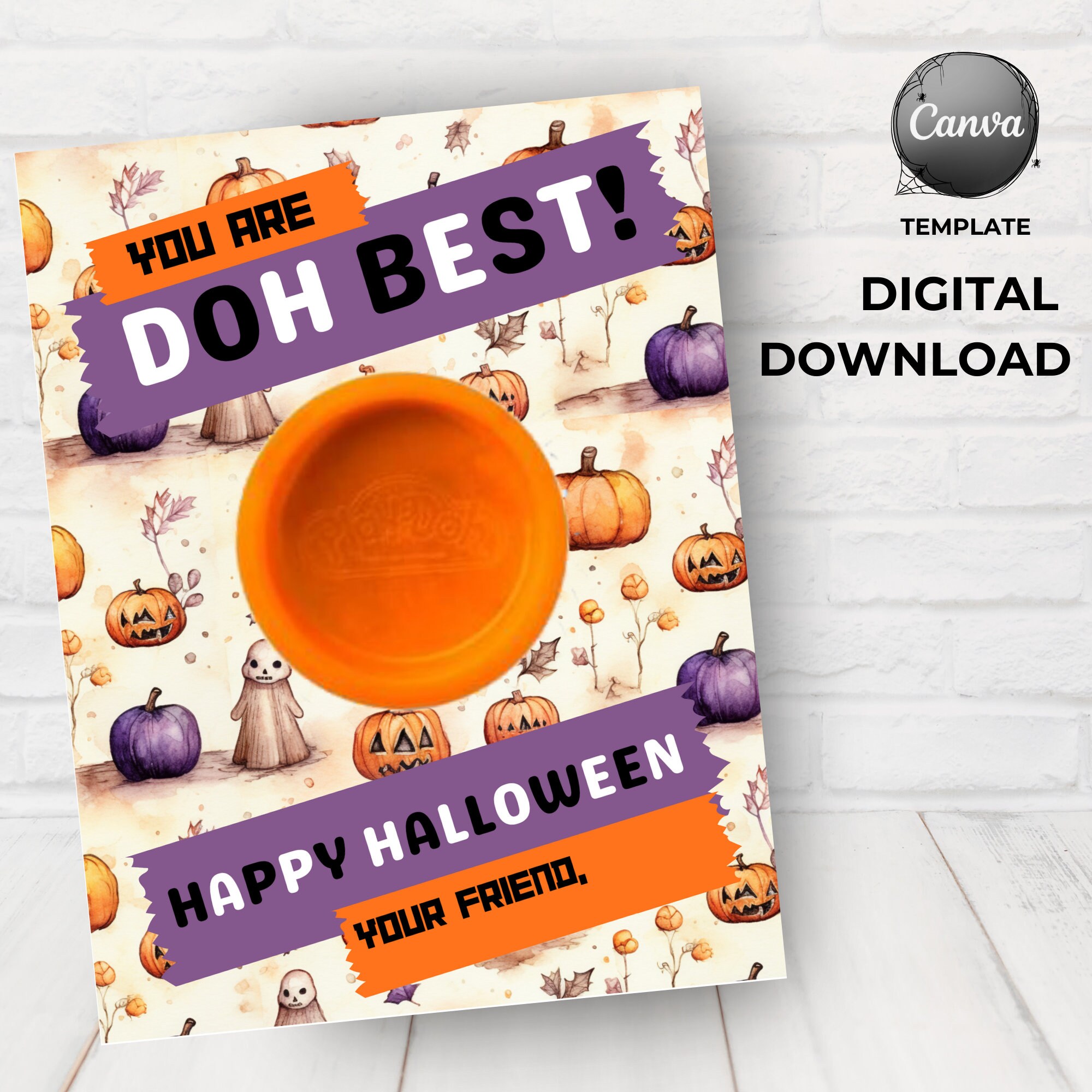 Halloween Play Doh Card Template Printable Doh Best Halloween - Etsy