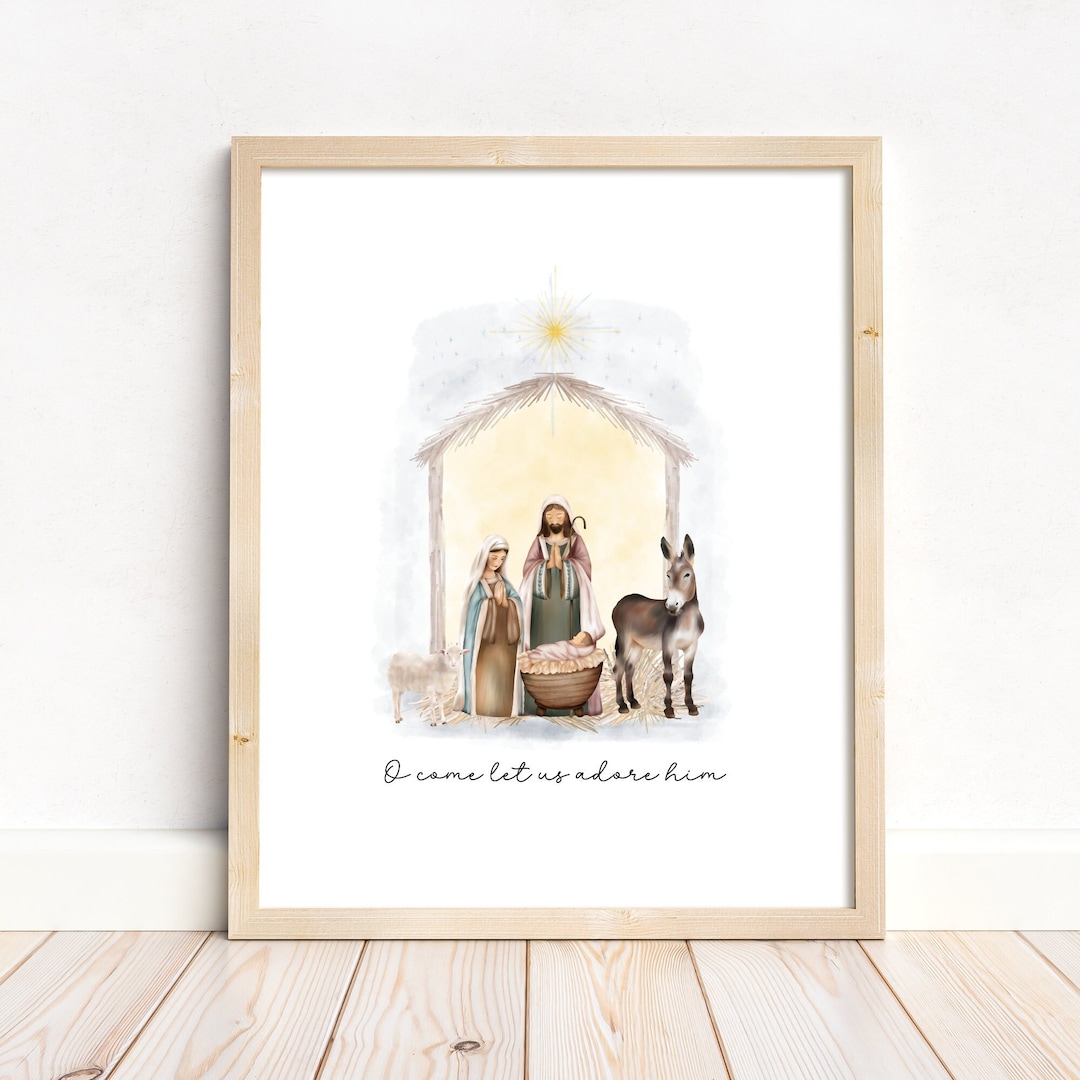 Watercolor Nativity, Christmas Printable, Christmas Decor, Holy Family ...