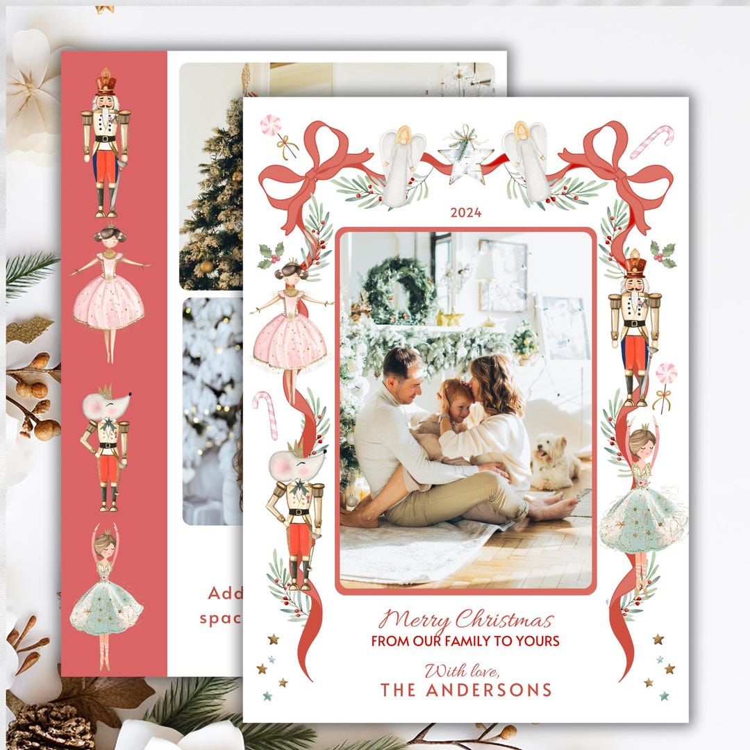 Nutcracker Christmas Photo Card Template, Holiday Photo Card Printable ...