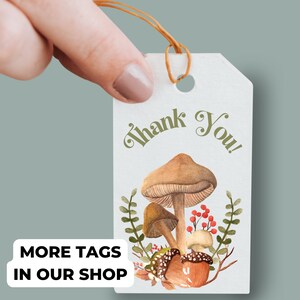 Mushroom Gift Tags, Watercolor Mushroom, Printable Thank You Tags ...