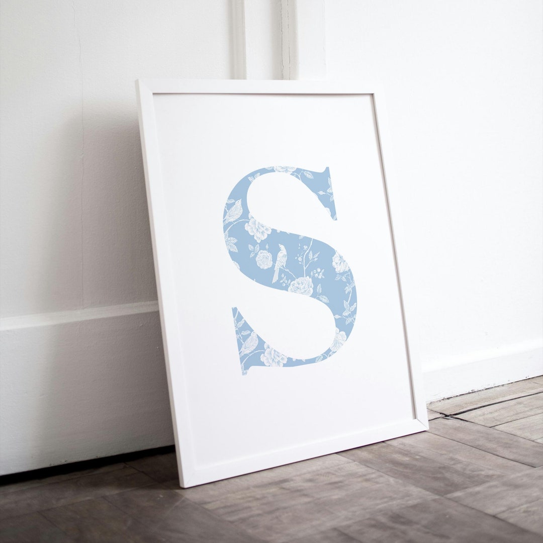 Trendy Prints, Custom Letter Print, Grandmillenial Prints, Blue ...