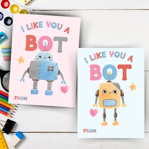 EDITABLE Robot Valentine Card, Instant Download Printable Valentine ...