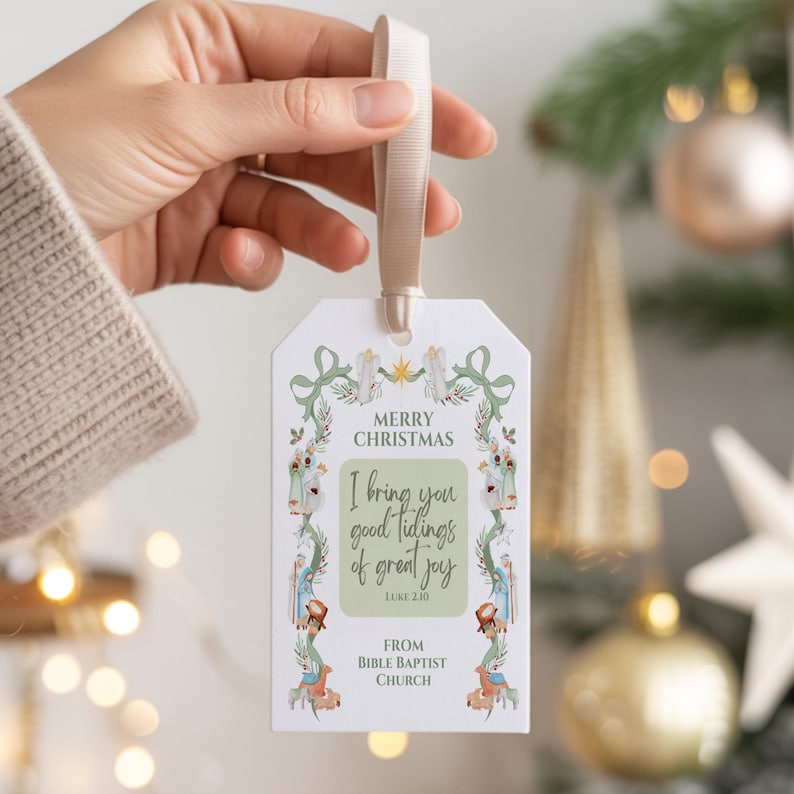 Nativity Christmas Gift Tags, Scripture Gift Tag, Bible Verse Tag Holy ...